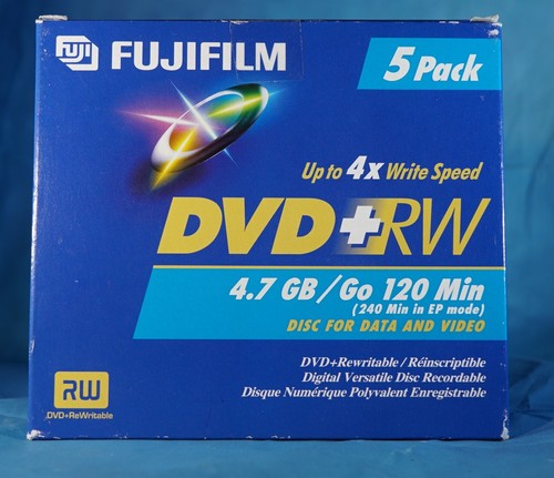 NEW FujiFilm DVD+RW 5-pack Recordable Discs with Thin Jewel Cases | eBay