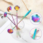 4 Pcs Rainbow Flower Spoon Set Stainless Steel Reusable Long Spoons ...