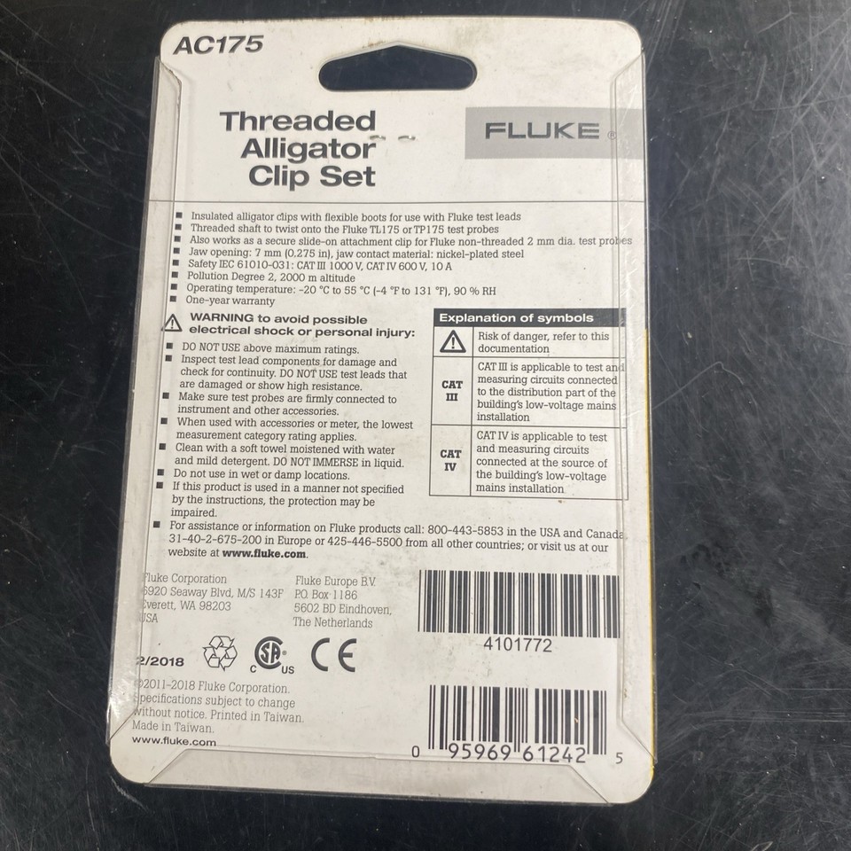 NEW Fluke AC175 BOX Insulated Alligator Clip Flexible Boots for Test ...