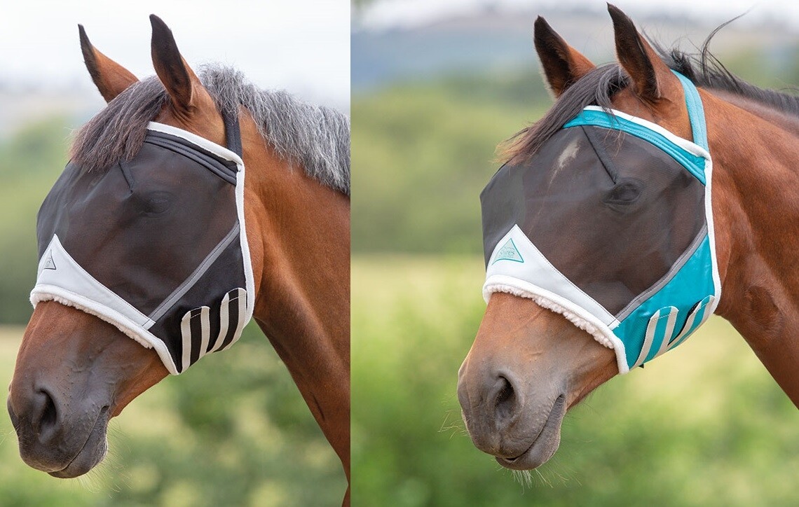 Shires Fine Mesh Earless Fly Mask Horse Pony keeps the ears and poll ...