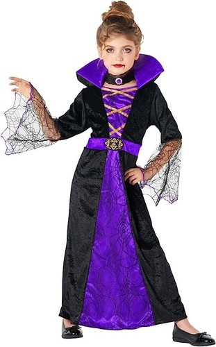 Kids Purple Vampire Costume Girls Vampiress Dracula Dress Halloween 3 ...