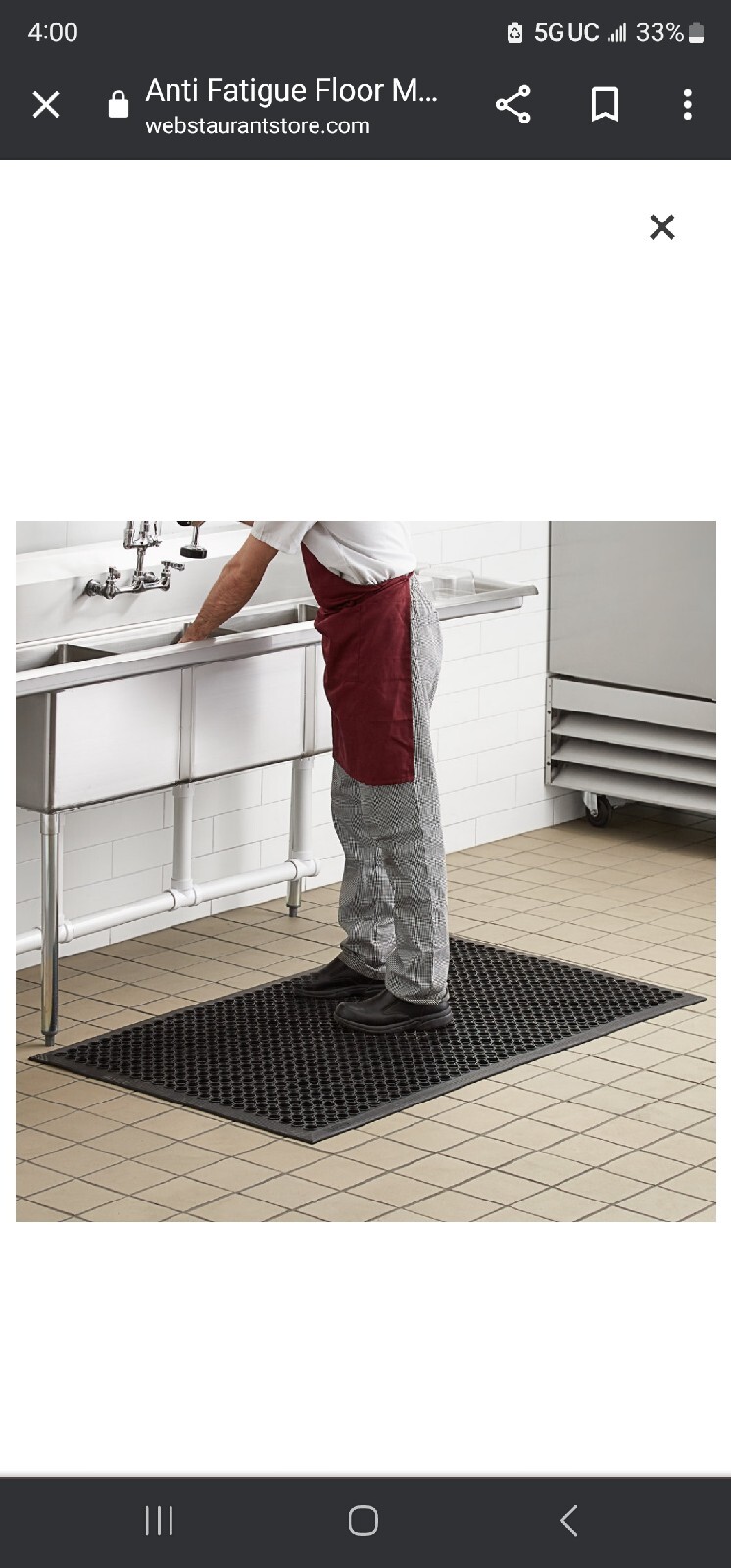 Anti-Fatigue Black Rubber Mat 3x5 Grease resistant | eBay