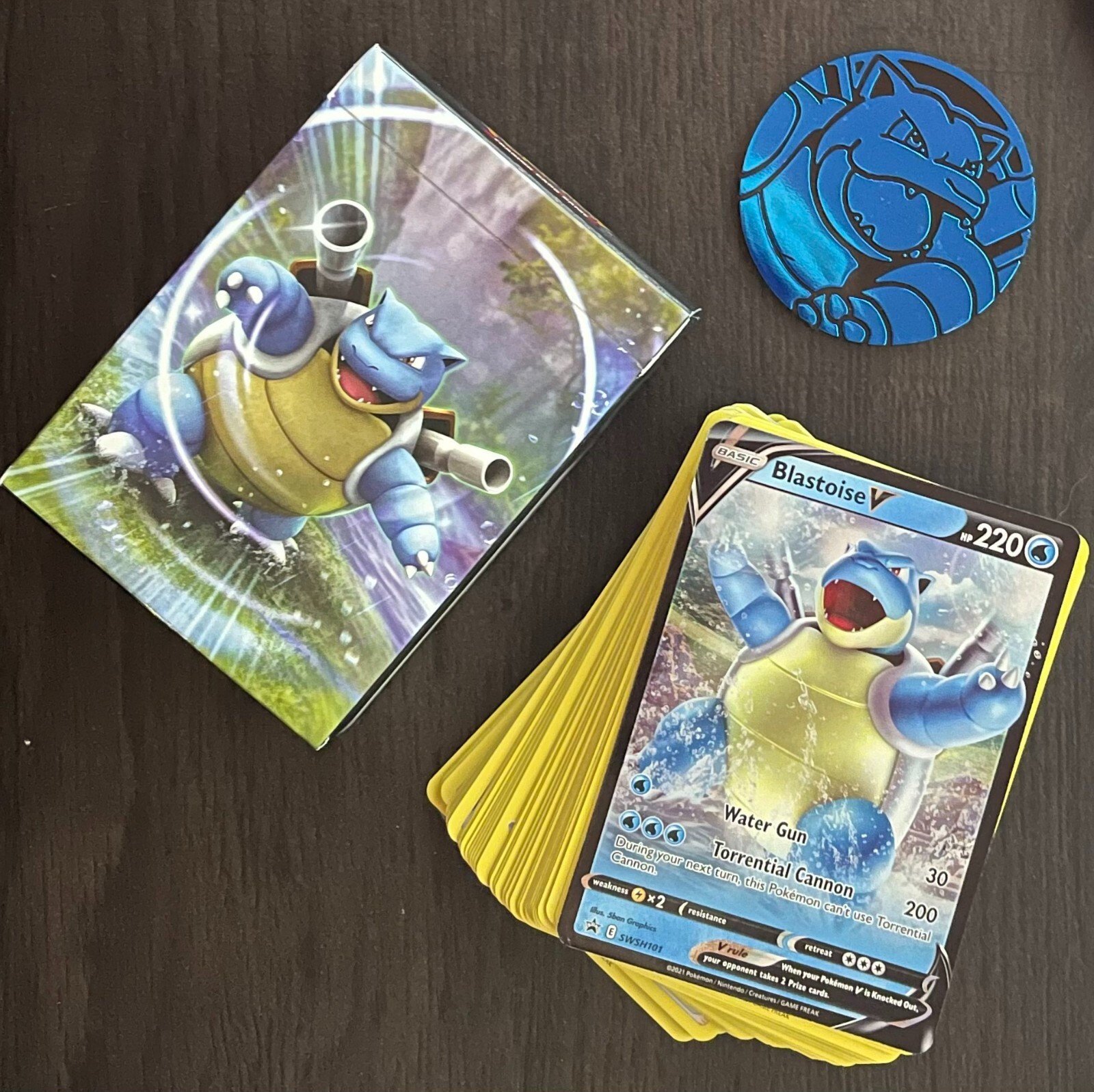 Blastoise 60 Card Booster Pack w/ Coin, Blastoise V, and Deck Box | eBay