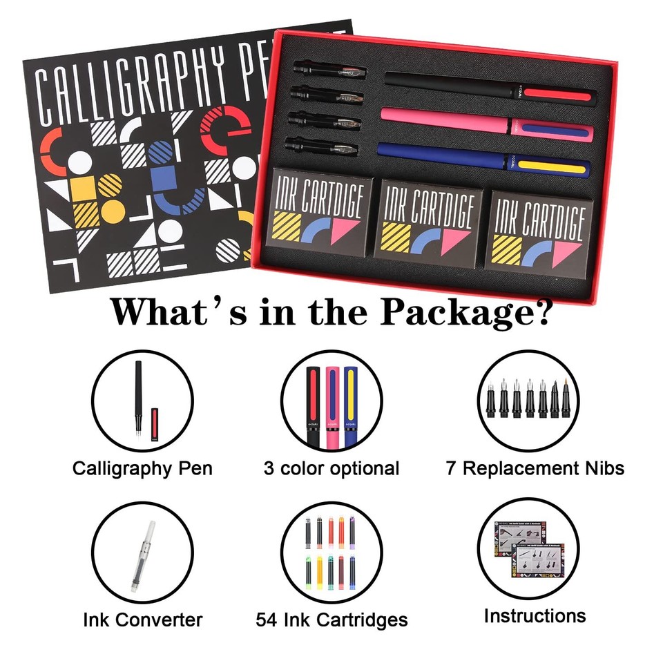 Calligraphy Pens Set 64pcs - Calligraphy Fountain Pen Set with 3 ...