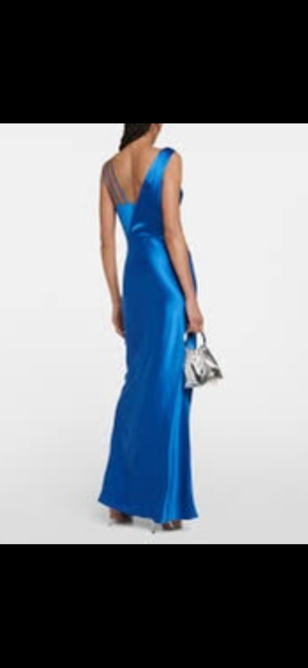 New Women's Veronica Beard Sanderson Stunning Satin Gown Dress in Azure ...