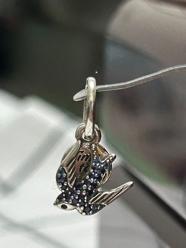 PANDORA Sterling Silver ALE S925 Sparkling Blue Bird Dangle Charm ...