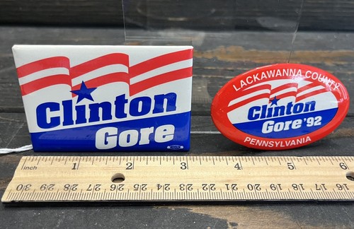 Clinton Gore Official Campaign Logo Buttons Pins Set Of 2 Red White And ...