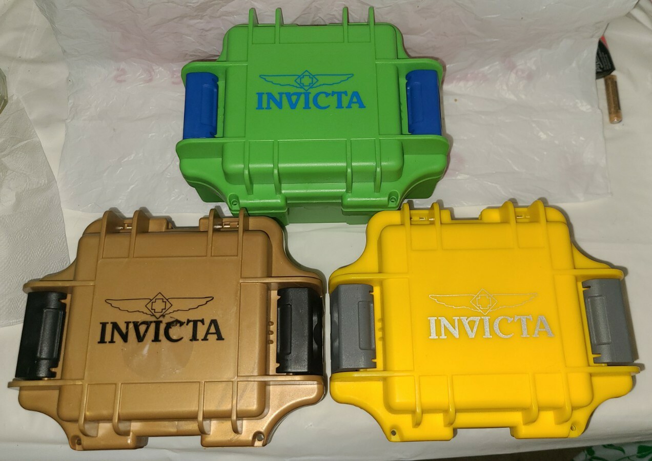 3 INVICTA 1 Slot Watch Display Storage Cases Green, Brown, Yellow | eBay