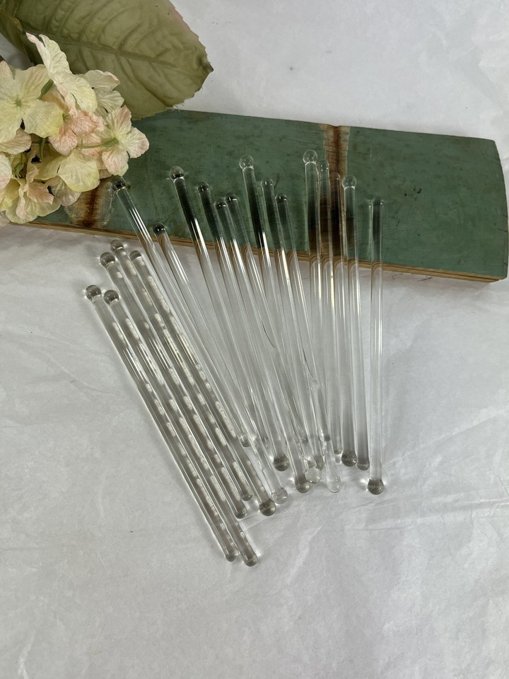 19 Clear Glass 5-1/2” inch Long Swizzle Stir Martini Sticks Garnish | eBay