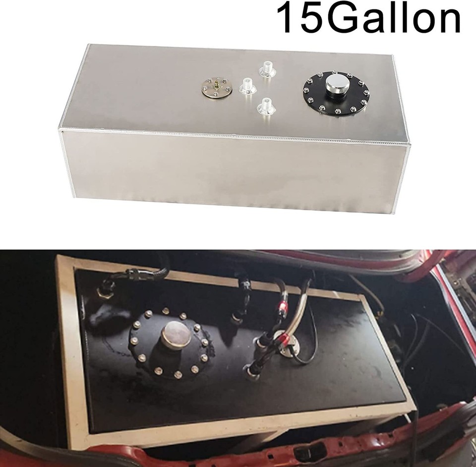 15 Gallon Polished Aluminum Race Fuel Cell Gas Tank With Cap + Level ...