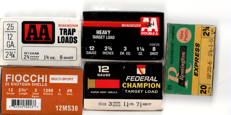 LOT 5 SHOT SHELL BOXES EMPTY FEDERAL WINCHESTER REMINGTON FIOCCHI 12GA ...