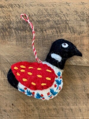 Hand-Appliqued and Embroidered Felt Ornament of Christmas Loon 27974 | eBay