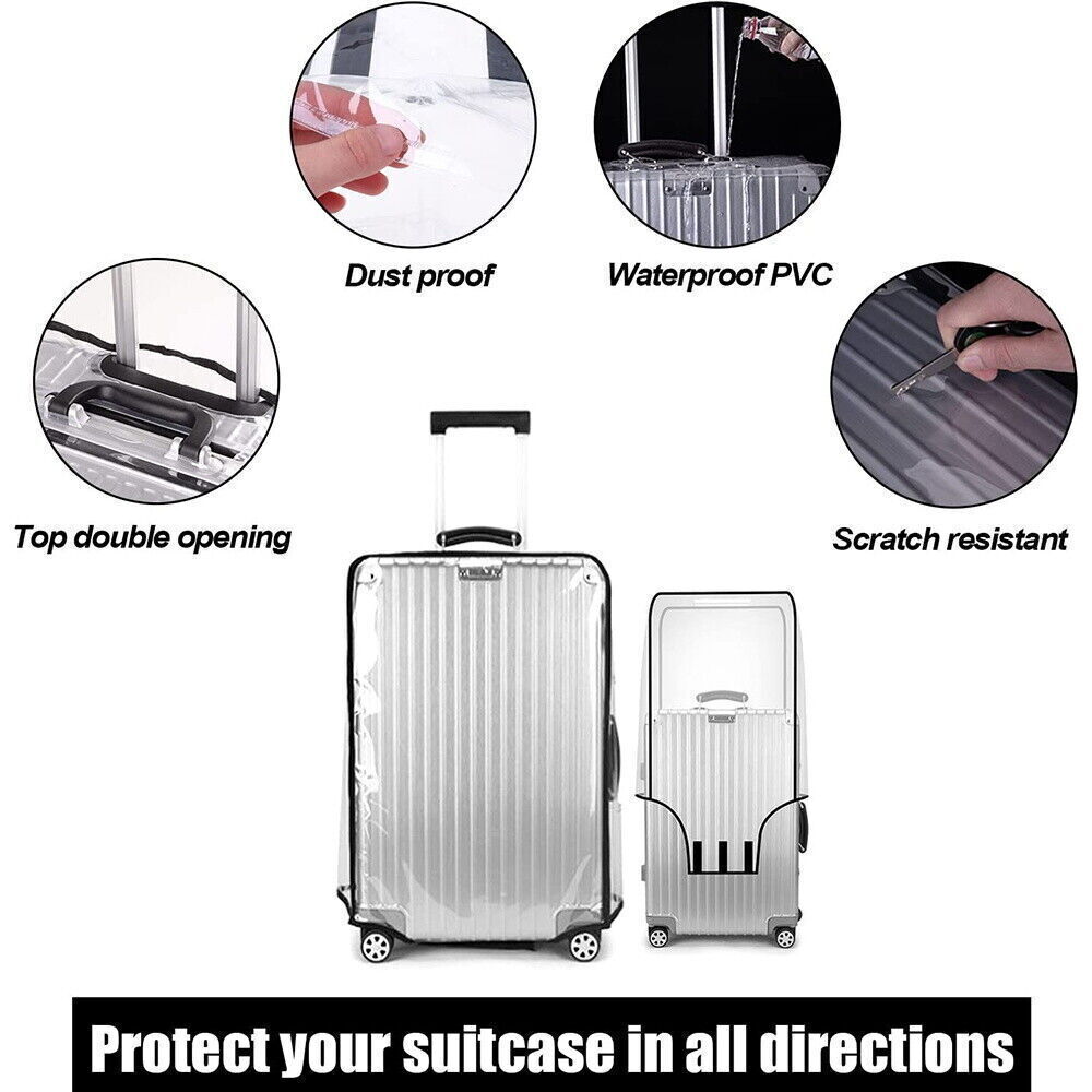 Clear Transparent PVC Plastic Luggage Cover Suitcase Protector Covers ...