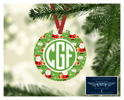 MONOGRAM INITIALS METAL CHRISTMAS ORNAMENT PERSONALIZED - SANTA ...