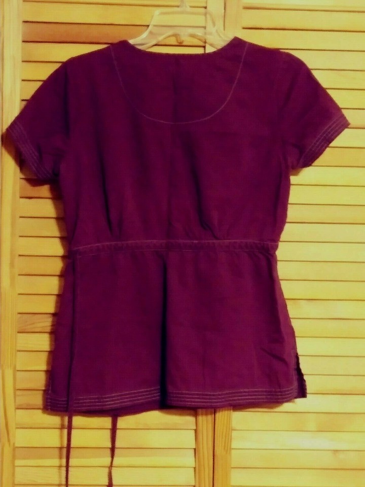 KOI KATHY PETERSON WOMEN'S XS MERLOT/WINE KATELYN STYLE 137 MOCK WRAP ...