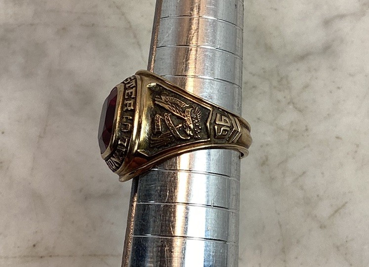 VTG 10K Gold Red Stone 1966 Manchester Regional High School Class Ring ...