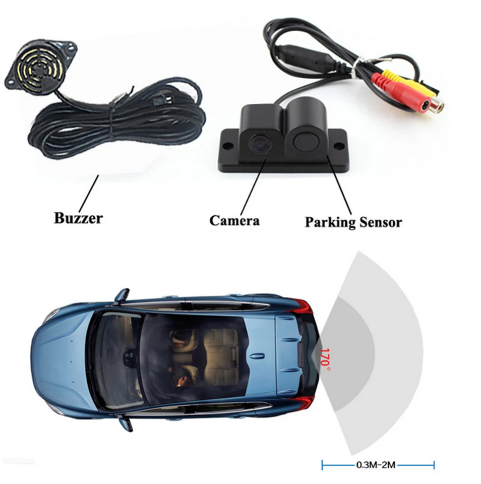 Car Reverse Rear Radar Alarm System 2in 1 Rear View Backup Camera ...