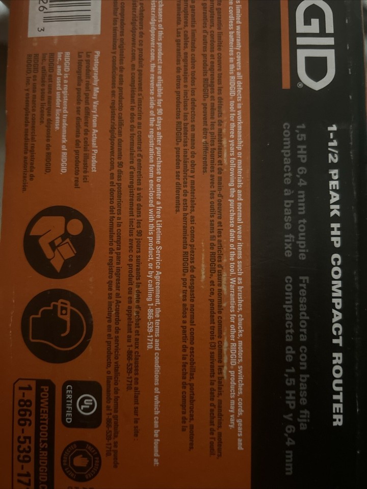 RIDGID 1-1/2" Peak HP Corded Compact Fixed Base Router R24012 | eBay