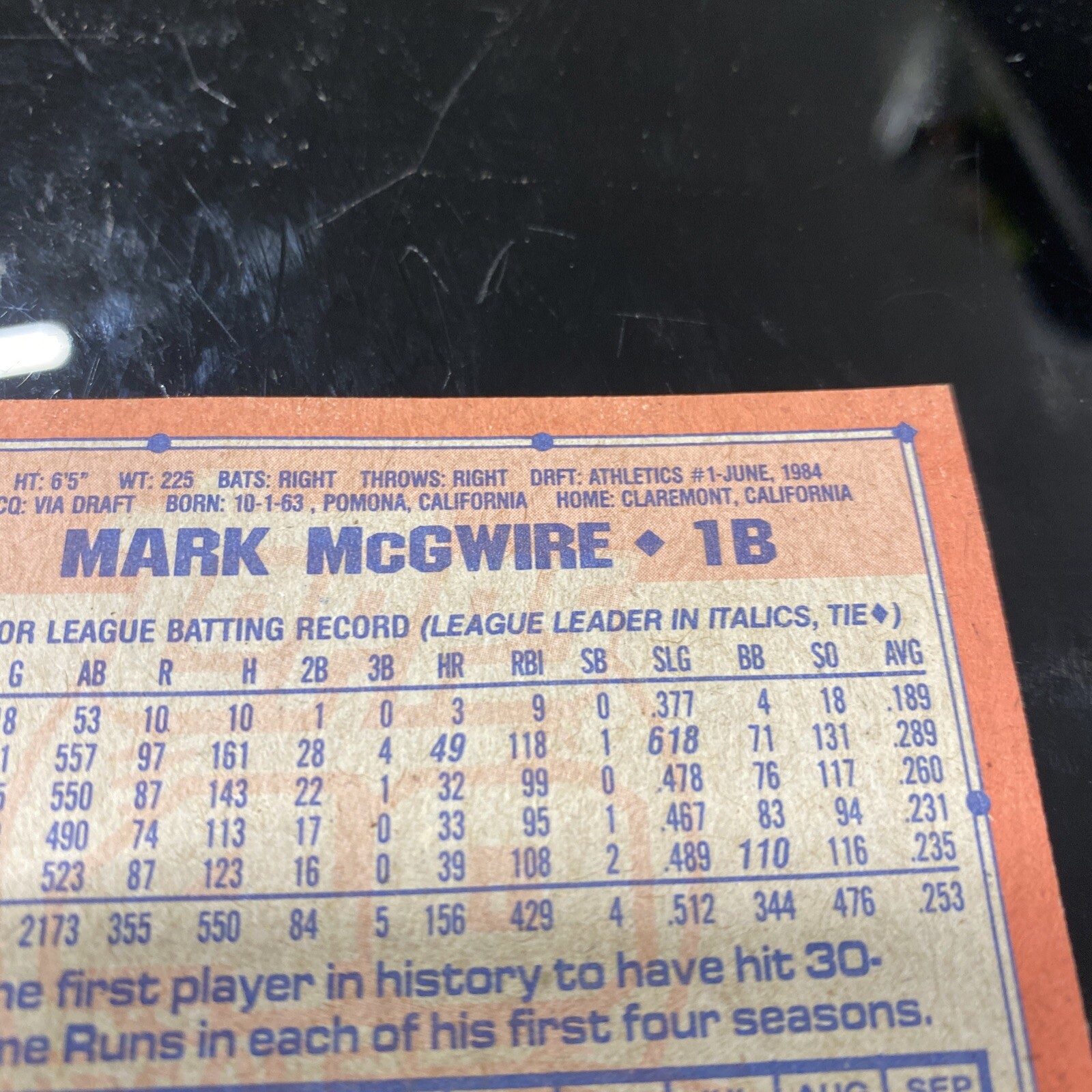 1991 Topps Card #270 Mark McGwire (error card) - Great Condition | eBay