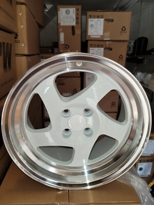 16 inch RIM DEEP DISH WHEELS RIMS 4 LUG 4X100 +25mm NEW White Center ...