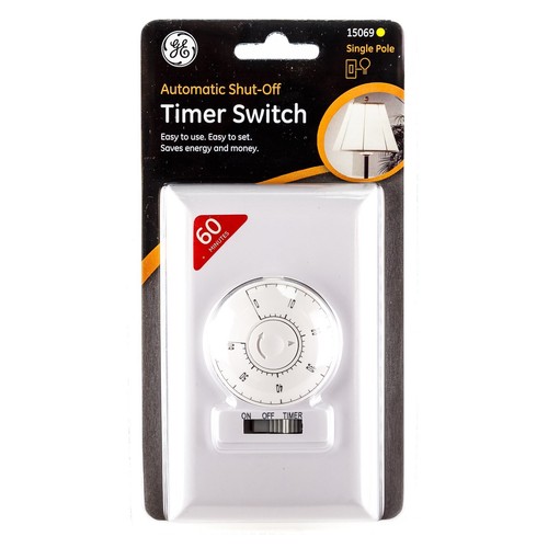 GE 15069 Automatic Shut-Off 60 Minute Timer Switch Single Pole, White ...