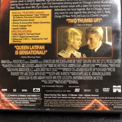 Chicago (DVD 2003 Widescreen) Renee Zellweger Catherine Zeta Jones ...