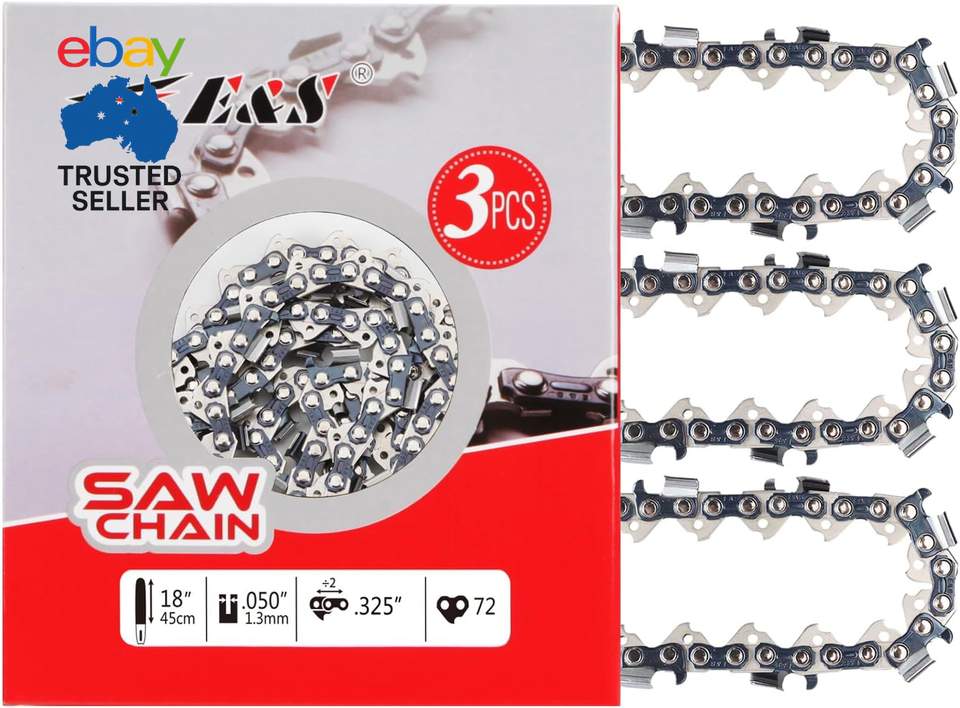 3 Pack 18 Inch Chainsaw Chain .325" Pitch .050" Gauge 72 Drive Links ...