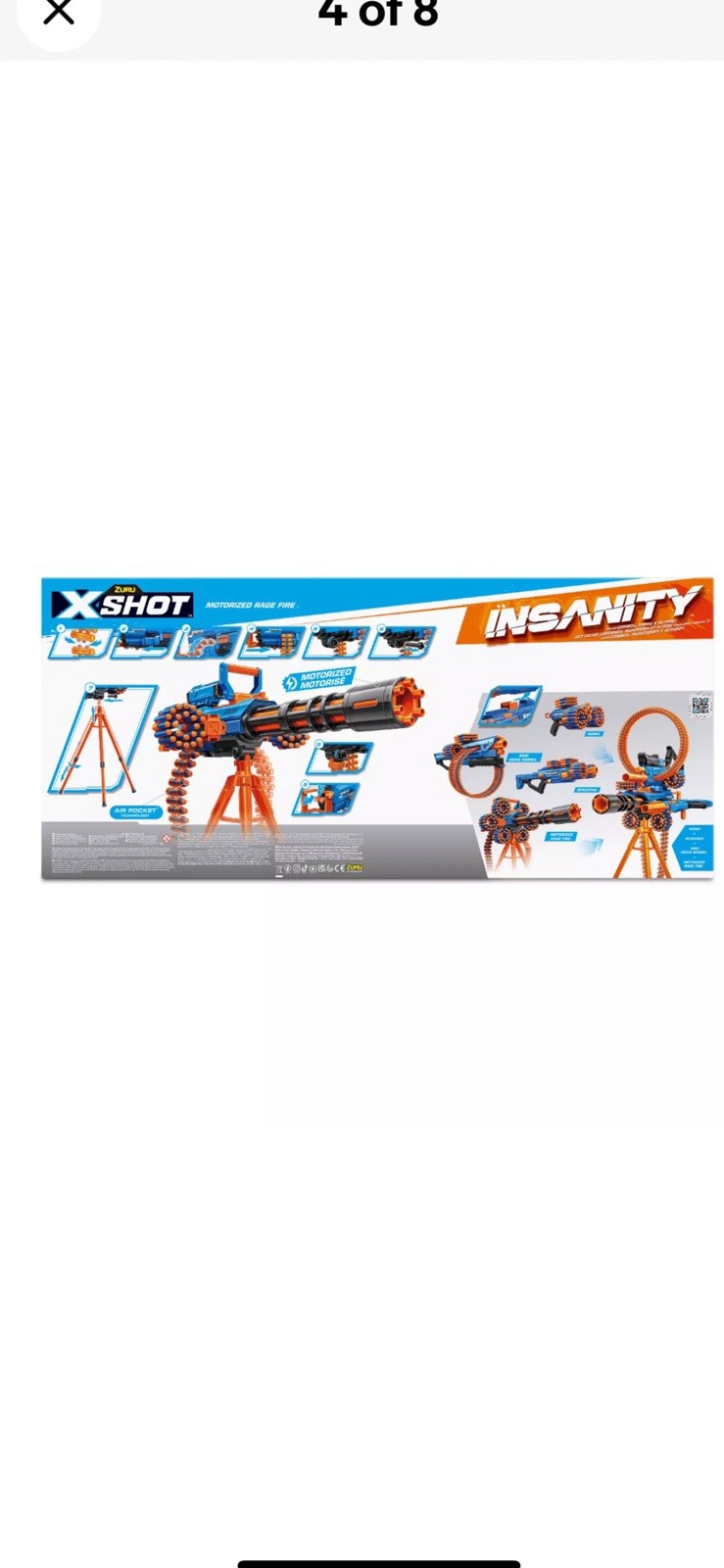 ZURU X-Shot Insanity Motorized Rage Fire Blaster - 72 Darts (36605) for ...