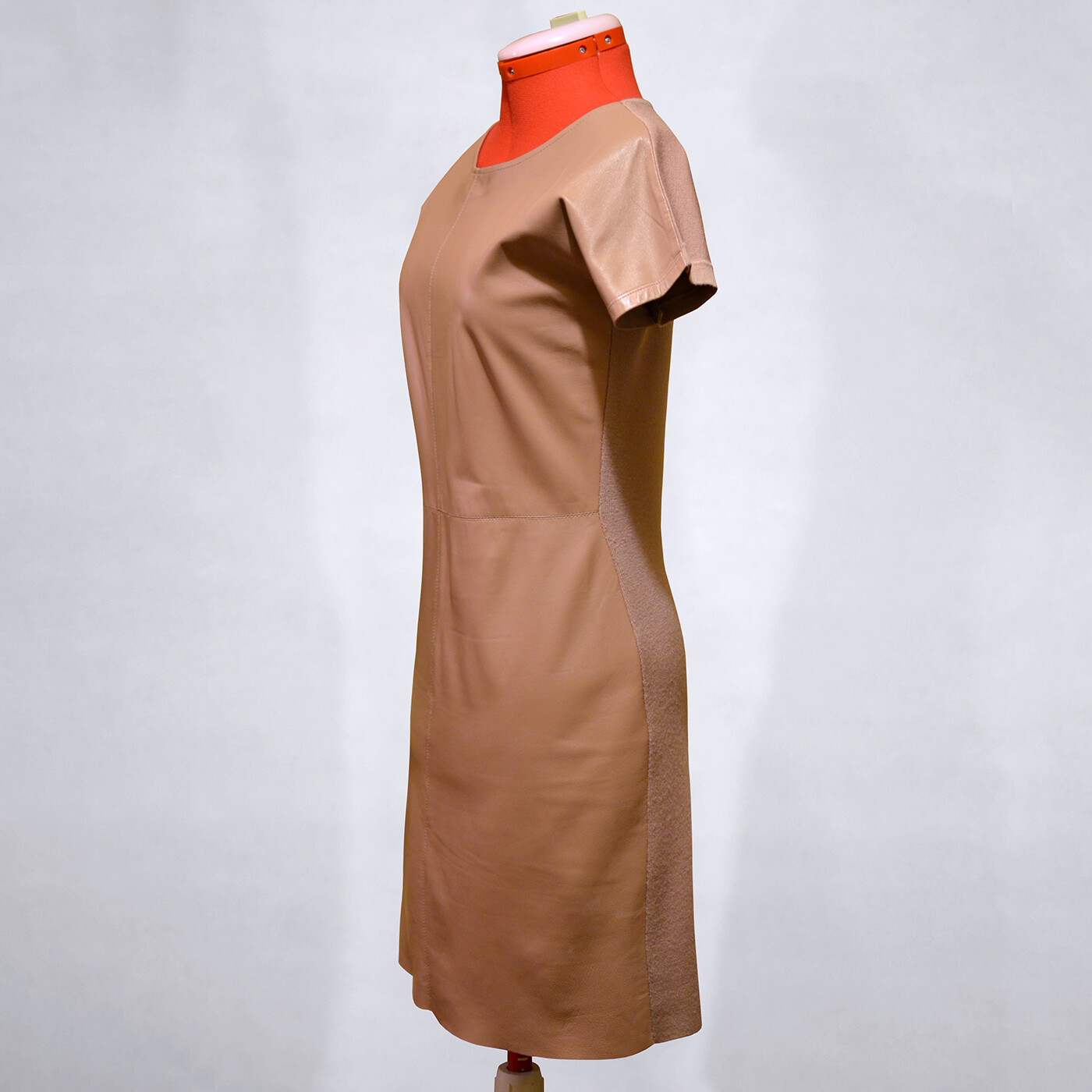 GUCCI Brown Combined Wool Leather Dress Size S - Gem