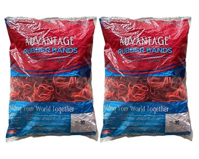 2 bags Advantage 1LB Strong Heavy Duty Red Rubber Bands Size #30 USA ...
