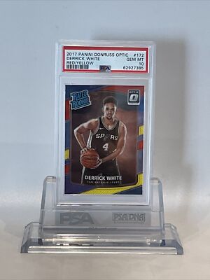 2017 Panini Donruss Optic RED/YELLOW Derrick White Rookie Card #172 PSA ...