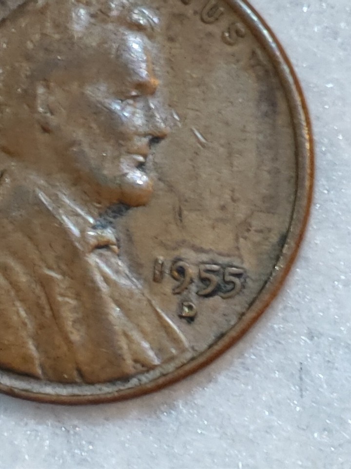RARE - 1955 D - Error - Wheat Penny “L” In Liberty up rim due to offset ...