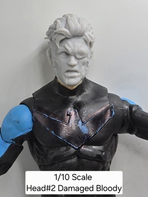 3d Printed INVINCIBLE DAMAGED HEAD#2. 1:10 7" SELECT DC MULTIVERSE ...