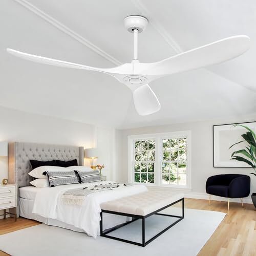White Ceiling Fans, Ceiling Fan Without Light,3 Balsa Wood Blades ...