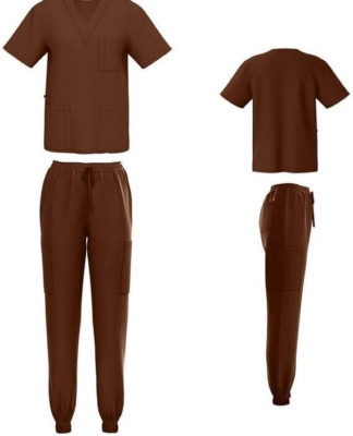 Scrub House - Brown Scrubs (MEDIUM Unisex Stretch Scrubs Set Top and ...