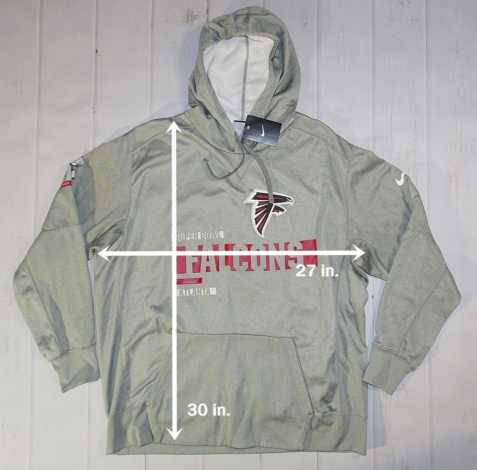 Nike Atlanta Falcons NFL Superbowl Therma-Fit Hoodie Gray Size XXL (2XL ...