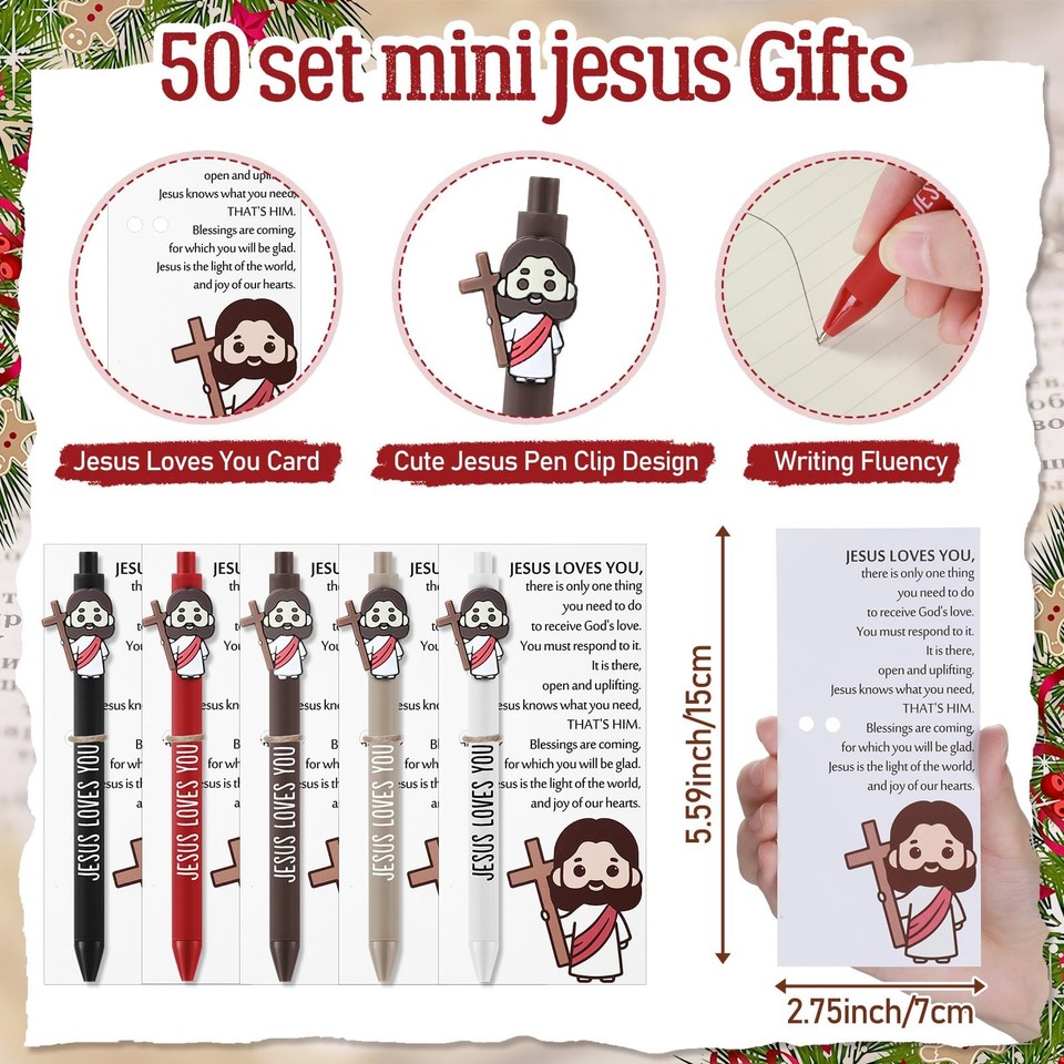 50 Sets Christian Gifts Bulk Bible Verse Ballpoint Pens Jesus Loves You ...
