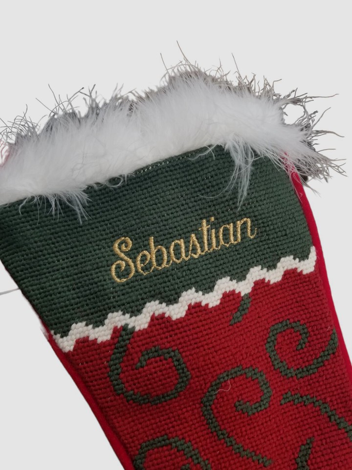 $70 C&F Enterprises Red Jester Swirl Needlepoint Hanging Christmas ...