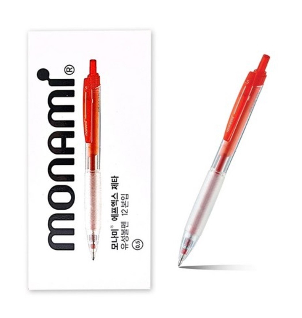 Monami Ball Point Pen Gel Pen FX Zeta Red Color 0.5mm F5 Ink - 12 Pcs ...