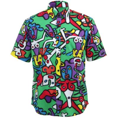 Mens Shirt Loud Originals REGULAR FIT Dance Green Retro Psychedelic ...