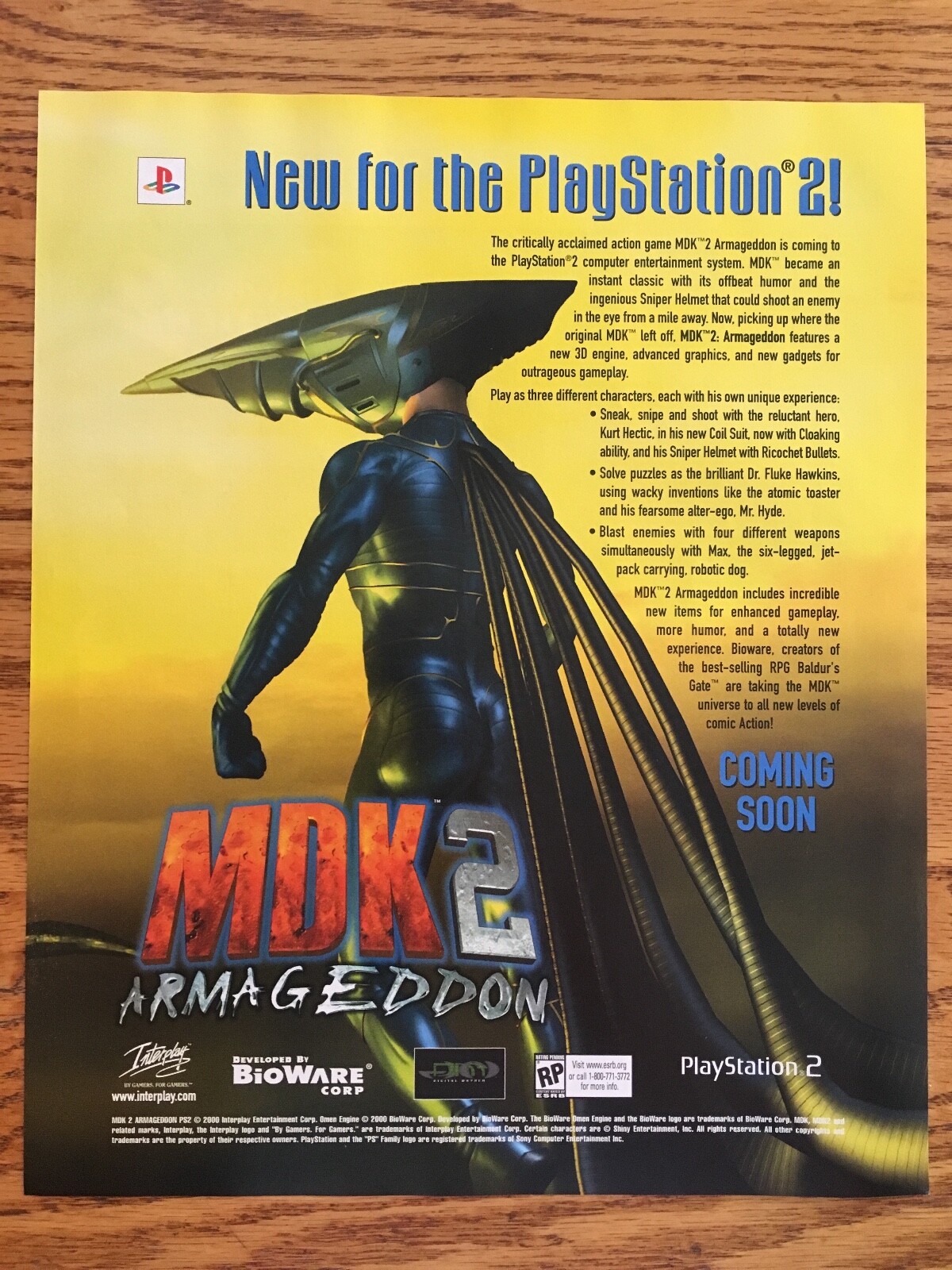 MDK 2: Armageddon PS2 Playstation 2 2001 BIOWARE Vintage Poster Ad ...