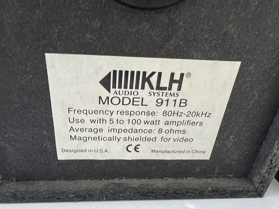 Pair Of KLH Model 911B Stereo Bookshelf Speakers | eBay