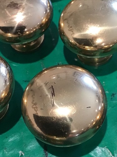 Lot of 10 Vintage Solid Brass Door Drawer Cabinet Round Knob Pulls 1 1/4" (A) | eBay