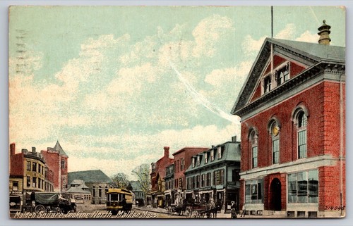 Postcard Malden Square, Looking North, Malden Massachusetts USA Posted ...