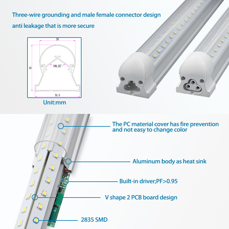 16Pack 72W 8FT Led Tube Light T8 Integrated 8 Foot Led Shop Light ...