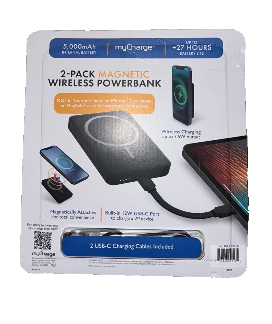myCharge 5000mAh Magnetic Wireless PowerBank 2 Pack - Open Box | eBay
