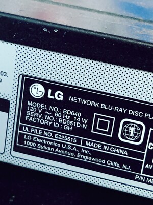 LG Blu-Ray DVD Player Model BD640 & Remote AKB73215304 | eBay