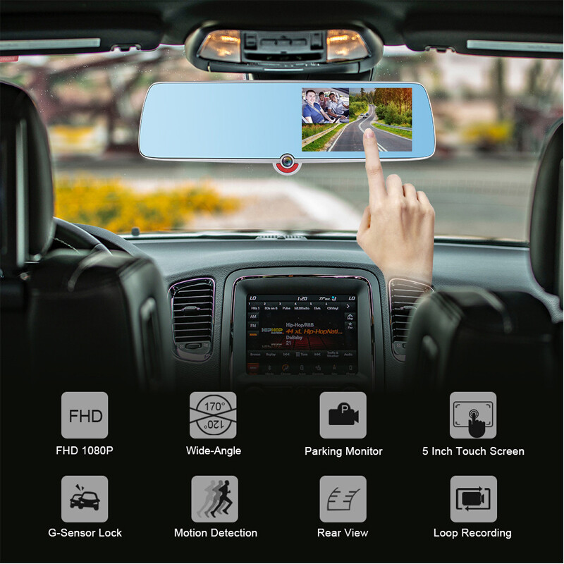 5in HD Front/Rear/Inside Video Recorder Camera G-sensor Car Three Lens ...