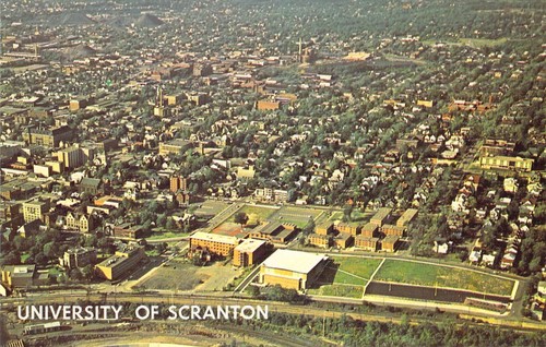 1968 OH University of Scranton Aerial View & Skyline of City Postcard ...