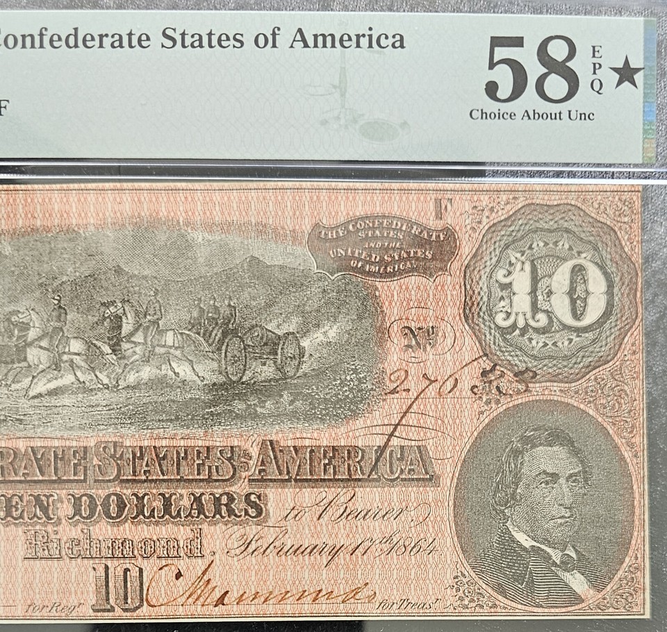 10 $ Confederate States Currency. 58EPQ* BLACK STAR Only 4 Notes In ...